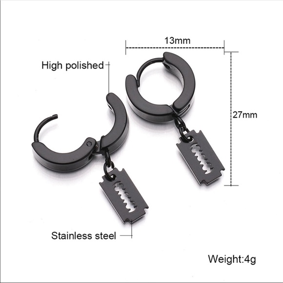 Jewelry | Unisex Punk Razor Blade Hoop Earrings | Poshmark